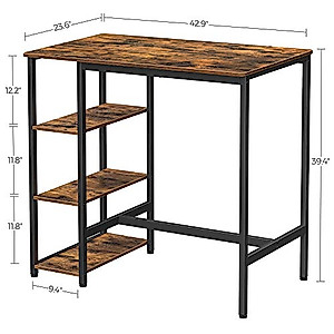 VASAGLE Bar Table with Sturdy Metal Frame, Easy Assembly, Industrial Design, 23.6 x 42.9 x 39.4 inches, Rustic Brown