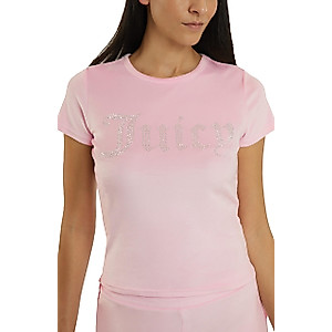 Juicy Couture Velvet Pajama 2 Piece Lounge Sleepwear Short Set for Women (US, Alpha, Large, Regular, Regular, Lola Pink)