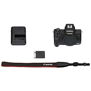 Canon EOS M50 Mark II Mirrorless Digital Camera Body Only (No Lens) + 64GB Memory + Case+ Steady Grip Pod + Tripod+ Software Pack + More (28pc Bundle) (Renewed)