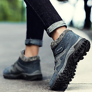 VARSKARC Man's Winter Thermal Velvet Velcro Buckle Trendy Joker Hiking Sneakers