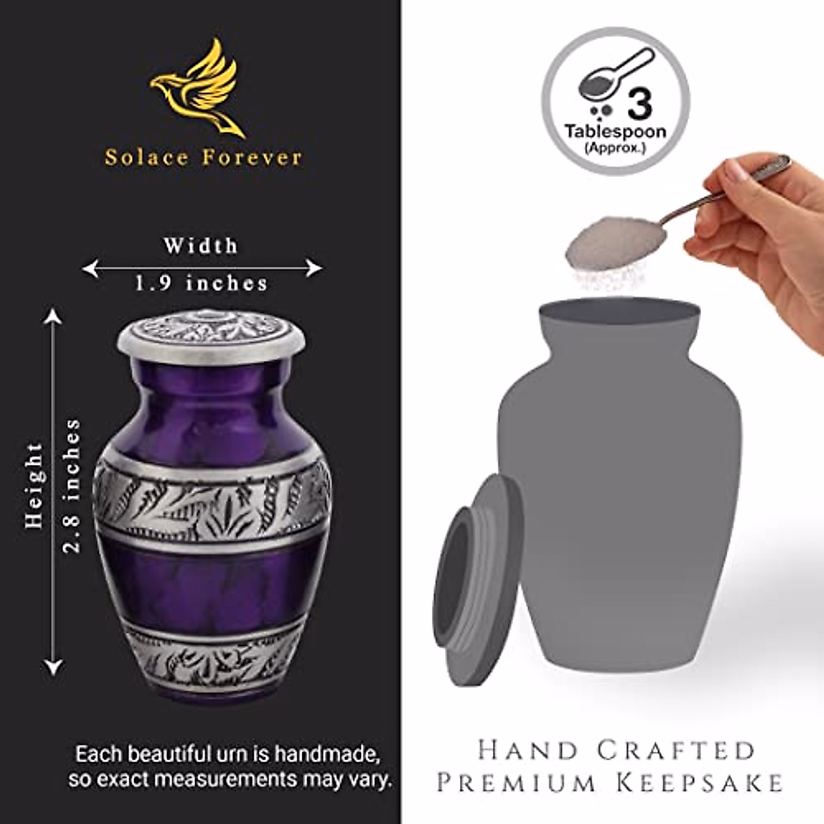 Purple Keepsake Urns - Mini Urns for Human Ashes Set of 4 with Premium Box & Bags - Handcrafted Urns for Ashes - Honor Your Loved One with Cremation Urns for Ashes - Small Urns for Men & Women