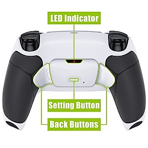 eXtremeRate Black Rubberized Grip Programable RISE 2.0 Remap Kit for PS5 Controller BDM 010 BDM 020, Upgrade Board & White Redesigned Back Shell & White Back Buttons for PS5 Controller - NO Controller