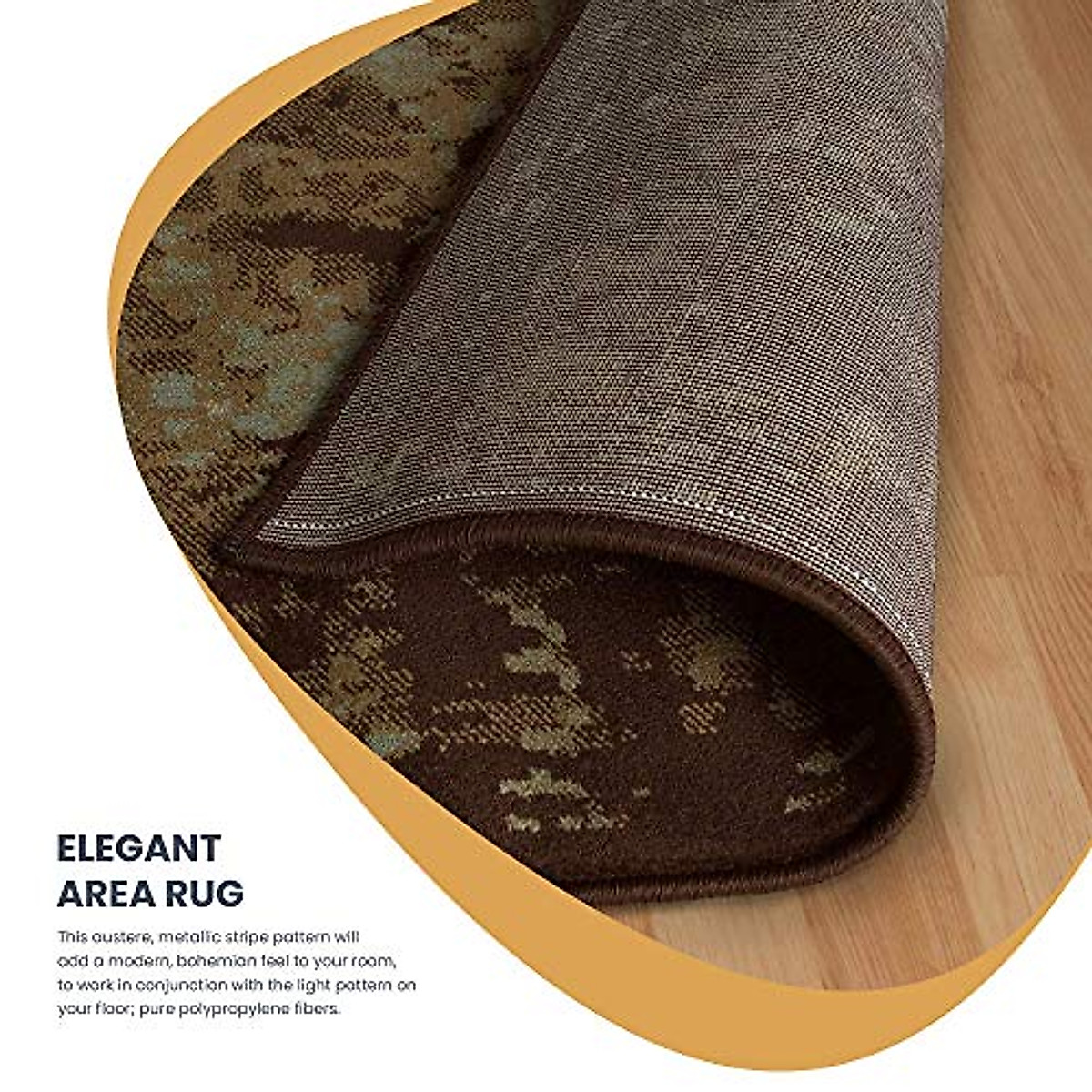 BNM Small Indoor Area Rug, Perfect for Living Room, Entryway, Basement, Bedroom, Kitchen, Office, Modern Floor Cover, Jute Backing, Acid Wash Abstract Indoor Area Rug, 4' x 6', Auburn