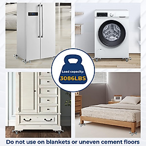 GCCSJ Furniture Dolly, 5 Wheels with Silicone Anti Slip Sleeve, 360° Rotation with Brake Holding 3086 LB Load Capacity, Flexible Mobility Furniture Lifter, Suitable for Moving Heavy Appliances