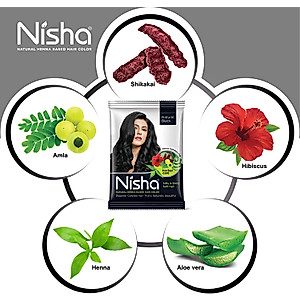 Nisha Henna Based Color Dye For Hair (0.35 Ounce (Pack of 10), Natural Black)