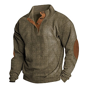 Ymosrh Sweatshirts For Men, Mens Tall Sweatshirts Sudaderas De Hombre Sweat Shirt Spring And Autumn European Size Men's Outdoor Casual Standing Collar Long-Sleeved Sweater Sweatshirt (XXL, Khaki)