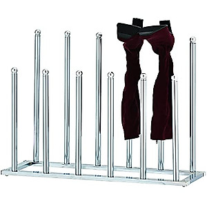 MyGift Modern Chrome Plated Metal 6 Pair Tall Boot Rack Display Holder, Freestanding Entryway or Closet Shoes and Boot Stand Organizer, Made in Taiwan