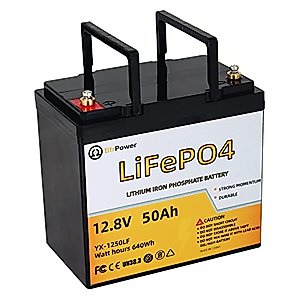 12V Lithium Battery-50Ah Lithium Phosphate Iron LiFePO4 Deep Cycle Battery,50A BMS,4000+ Cycles,Perfect for RV,Trolling Motor,Home Storage,Solar Power System and Outdoor Camping
