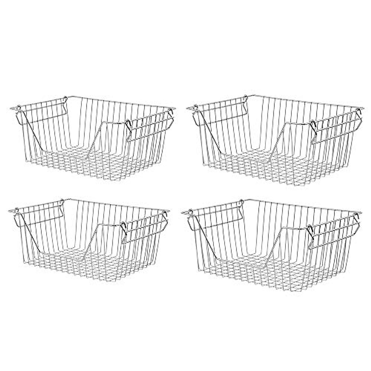 blitzlabs Stackable Wire Storage Baskets Fruit Vegetable Wire Organizing Organization Pantry Cabinet Metal Bin for Counter Bathroom Shelves Storage for Kitchen, Pantry, Freezer, Cabinet Set of 4