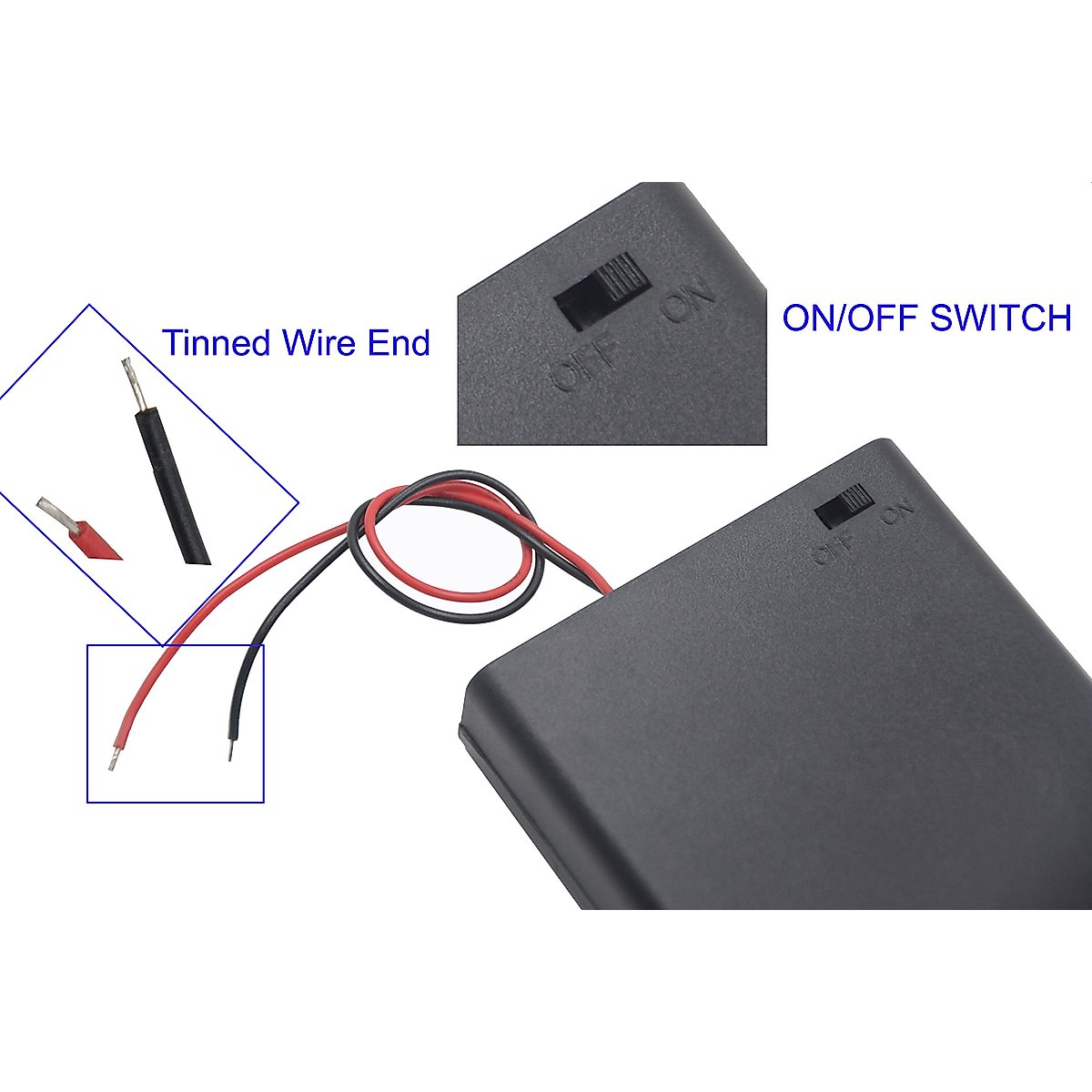 LAMPVPATH (Pack of 3) 4 AA Battery Holder with Switch, 6V Battery Holder with Switch, 4X 1.5V AA Battery Holder with Leads and Switch