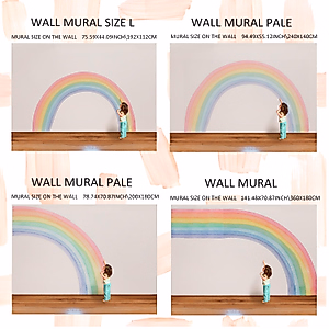 funlife Fabric Peel and Stick Large Rainbow Wall Mural Stickers for Girls, Precut Pastel Half Watercolor Rainbow Wall Sticker Decals for Kids Bedroom Living Room Playroom, 78.74" x 70.87"