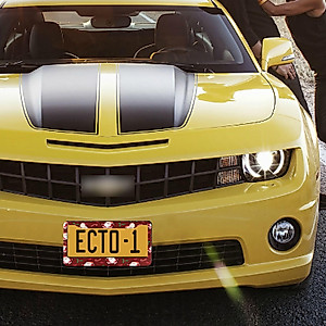 YETTASBIN Christmas Santa Claus License Plate Frames, Decorative License Plate Covers, 2 Packs Universal Aluminum Tag Frame with 2 Holes & Screw Caps for Front and Rear Car Tags, Elliptical Hole