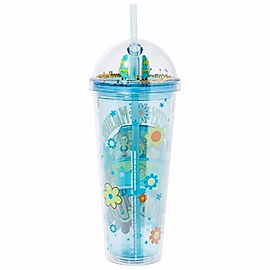 Silver Buffalo Scooby Doo Mystery Machine Featuring Shaggy, Velma, Daphne, and Fred Dome Glitter Top Travel Tumbler, 24 Ounces