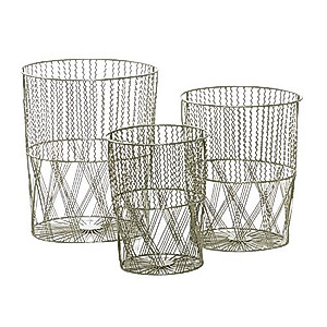Deco 79 Metal Round Storage Basket with Handles, Set of 3 13", 15", 17"H, Silver
