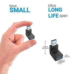 URWOOW Super-Speed USB 3.0 Adapter Converter Coupler Connector 90 Degree Male to Female Combo Vertical (Up and Down Angle)
