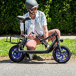 Jetson Ryder Electric Scooter, 15.5 MPH, 12 miles Max Range, Twist Throttle, 250-Watt Motor, Adjustable Seat, Foldable Handlebar, Rear Basket, Ages 12+, Gray, JRYDER-GRY