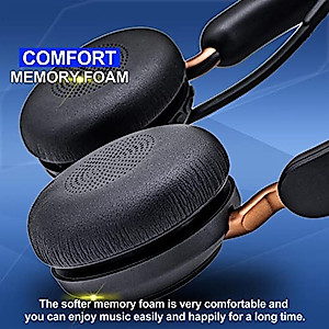 Earpads Replacement for Elite 45h, Evolve2 65 MS/UC Wireless Headphones - Protein Leather/Ear Cushion/Ear Cups by JESSVIT (Black)