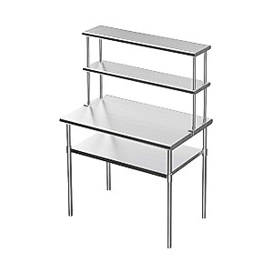 Hally Stainless Steel Table with Double Overshelf for Prep & Work 24 x 48 Inches, NSF Commercial Heavy Duty Table with Undershelf for Restaurant, Home and Hotel