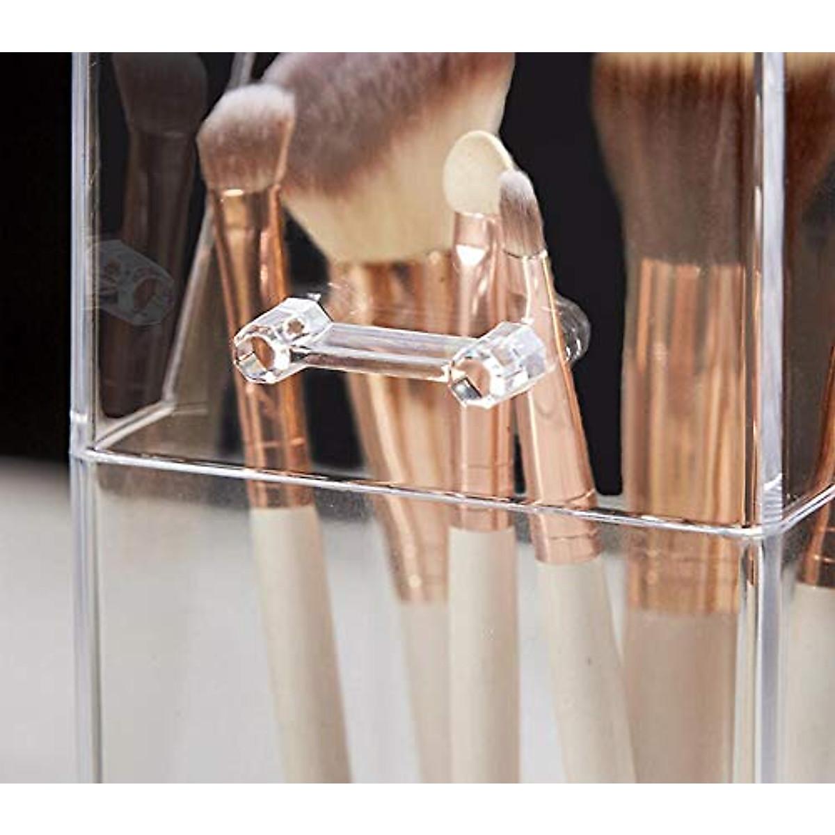 Makeup Brush Holder Square Acrylic Cosmetic Brush Organizer with Dustproof Lid Eyebrow Pencil Storage Holder Box Makeup Storage Jewellery Storage Container