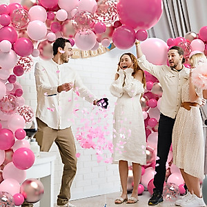 Hot Pink Balloon Arch Garland Kit,102 pcs Hot Pink Rose Gold Balloons for Birthday Shower Princess Barbie Theme Party Decorations