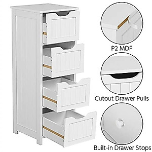 MAXCBD Nightstand Bedside Table Drawer Cabinet Bathroom Floor Cabinet Storage Organizer with 4 Drawers Free Standing Cabinet Spacious Storage Storage Tower Dresser
