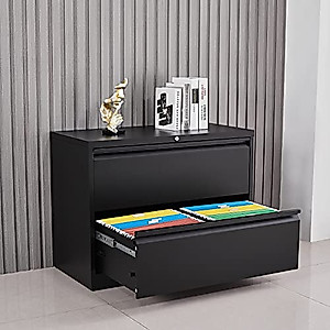 ANRYAGF 2 Drawer File Cabinet with Lock Metal Filing Cabinets for Home Office Black Lateral File Cabinet 2 Drawer Storage Cabinet for Letter/A4/F4 Size Files Anti-tilt 35.43"x 17.72"x 28.39" Vertical