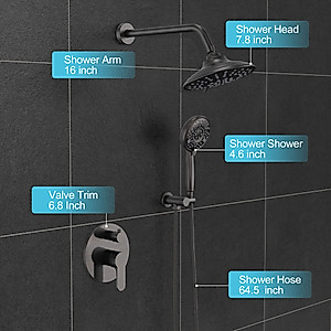 EMBATHER Shower Faucets Sets Complete with 3 Setting High Pressure Shower Head, Bathroom Wall Mounted Rainfall Shower Fixtures with 8-Mode Handheld Spray, Oil Rubbed Bronze
