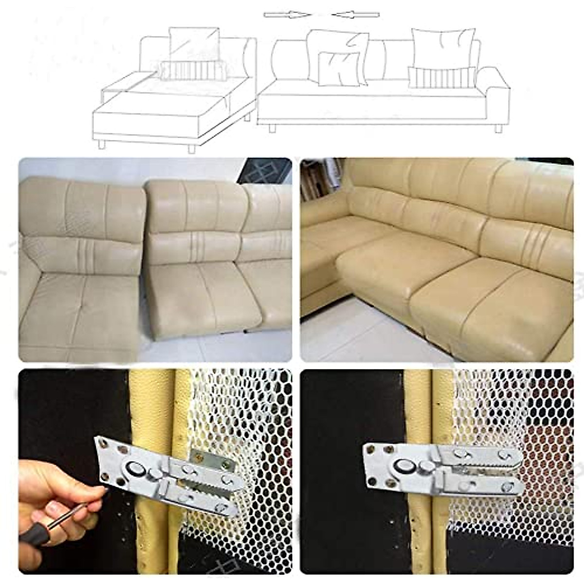 Sectional Sofa Connector, Tiberham 2 Pcs Snap Style Couch Sofa Clips Furniture Connector, Heavy Duty Metal Snap Interlocking Clip Connecting Bracket