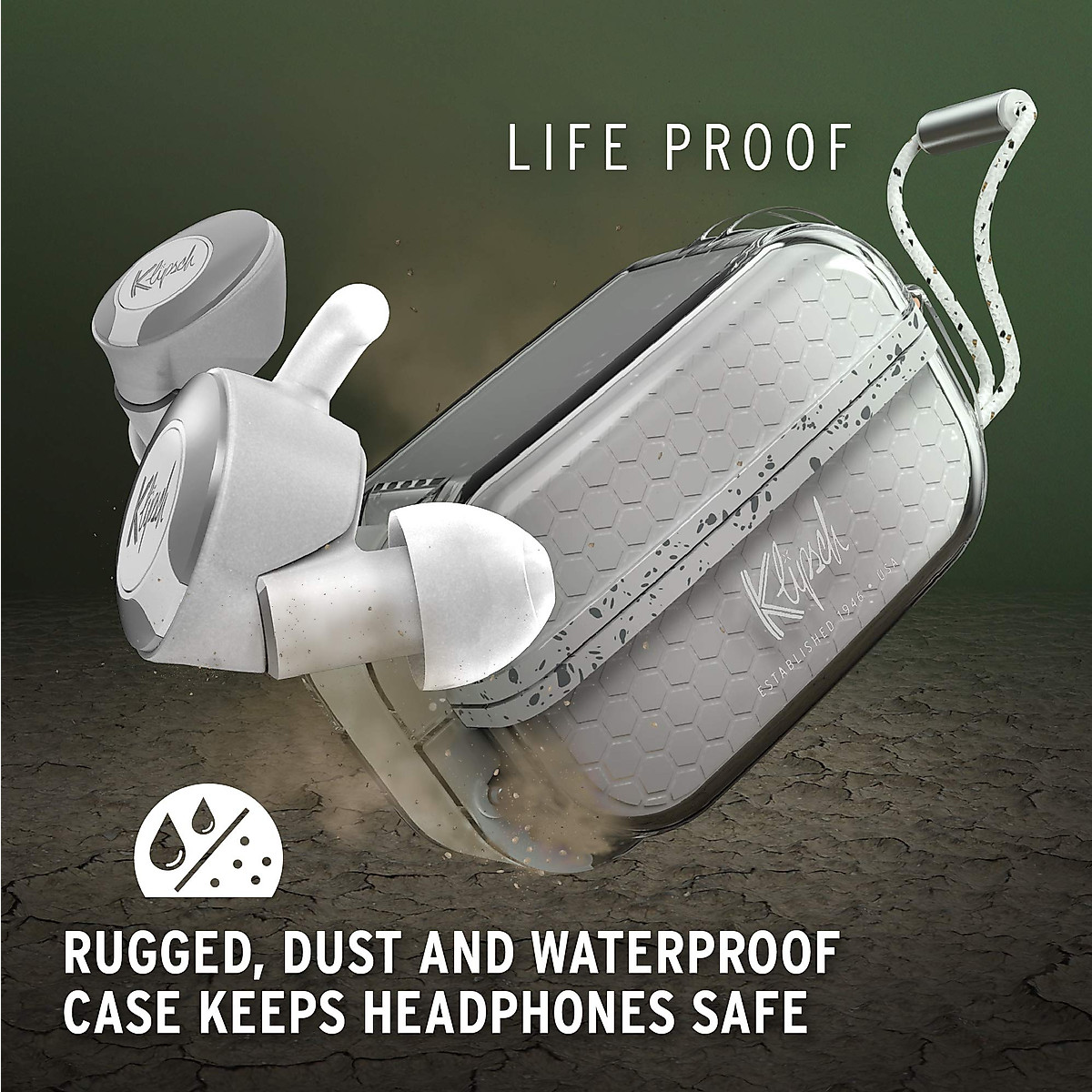 Klipsch T5 II True Wireless Sport Earphones with Dust/Waterproof Case & Earbuds, Best Fitting Ear Tips, Ear Wings, 32 Hours of Battery Life, and Wireless Charging Case