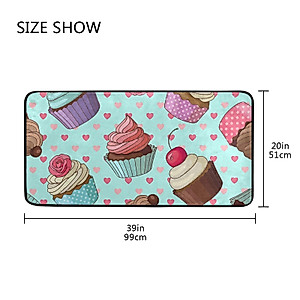 Cupcakes Kitchen Rug Dessert Door Mat Bath Runner Rug Home Decor Floor Mat Non-Slip Carpet for Kitchen Living Bedroom 39 x 20 Inch