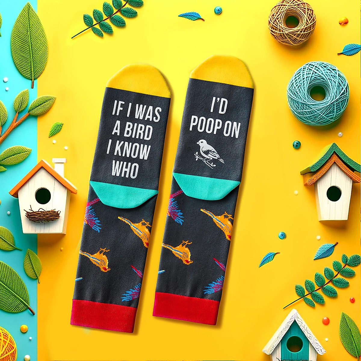 HAPPYPOP Funny Socks for Men Teens - Bird Gifts for Women, Birder Gifts Bird Socks Bird Stocking