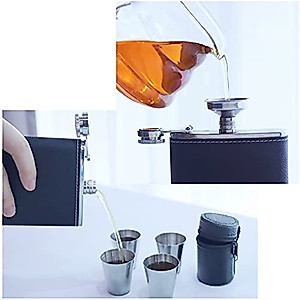 Flask 8oz,304 (18/8) Stainless Steel flask Black Leak Proof flask,Whiskey Flasks for Liquor for Men,Funnel and Shot Glasses Flask Set,Gift for Men