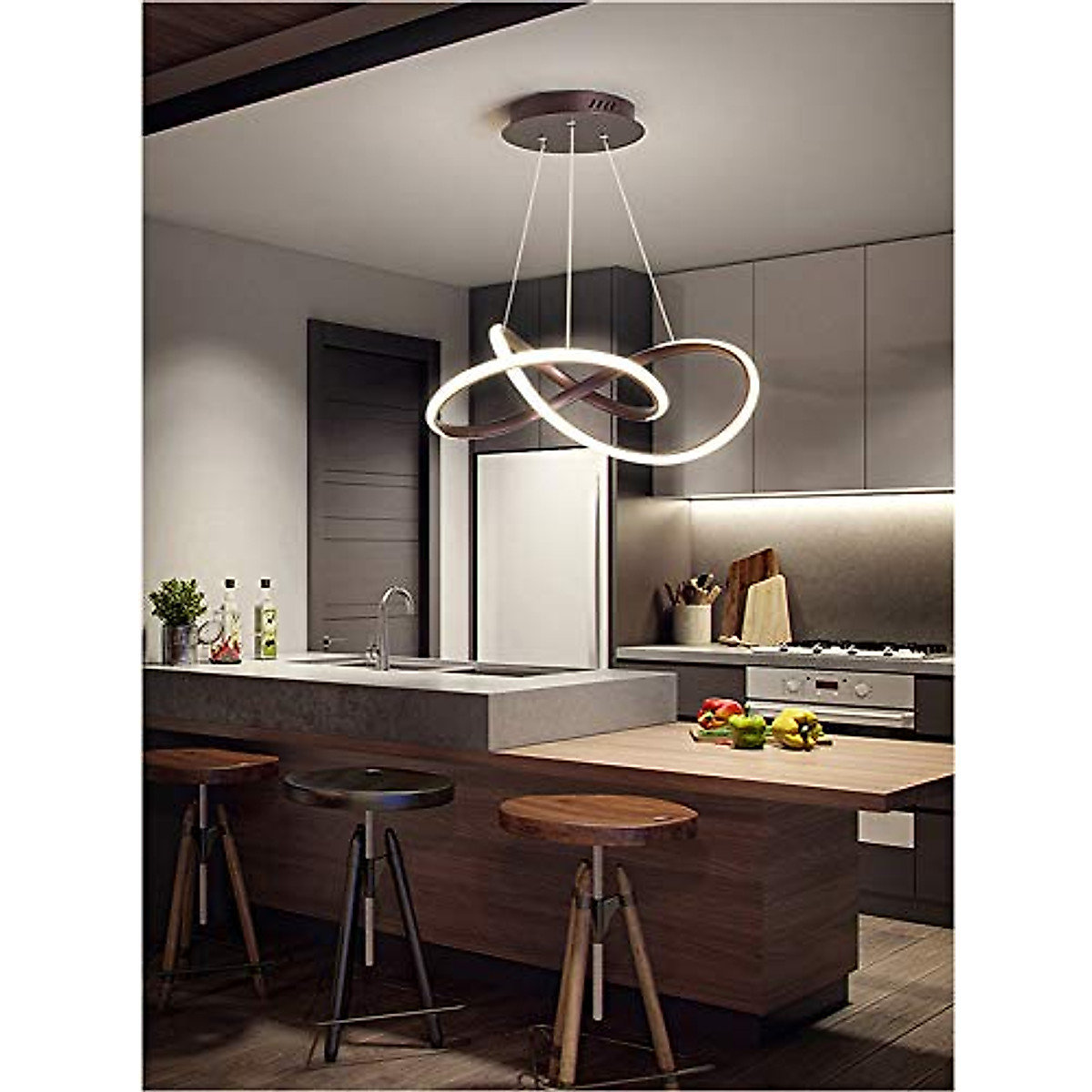 Ziplighting LED Modern Pendant Light with Remote Dimmable Pendant Lighting Stepless Dimming Chandelier Contemporary Adjustable Ceiling Fixture Light for Dining Living Room Kitchen Island