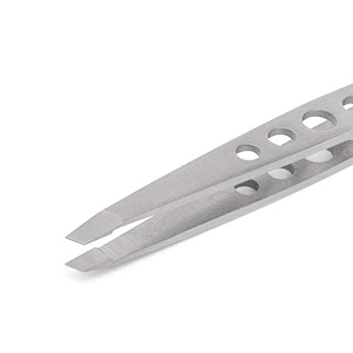 GERMANIKURE Professional Perforated Slanted Tweezers - FINOX Stainless Steel sharp tweezers in Leather Case - Professional Tweezers –Easy to use best tweezers- Ethically made in Solingen Germany 4403