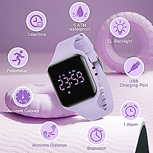 Kids Watches Digital Sport Watch for Girls Boys, Fitness Tracker with Alarm Clock, Stopwatch, No App Waterproof Watches for Teens Students Ages 5-12