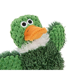 goDog Checkers Just for Me Skinny Duck Squeaky Plush Dog Toy, Chew Guard Technology - Green, Mini