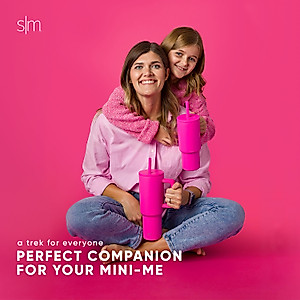 Simple Modern Kids 24 oz Tumbler with Handle and Silicone Straw Lid | Spill Proof and Leak Resistant | Reusable Stainless Steel Bottle | Gift for Kids Boys Girls | Trek Collection | Raspberry Vibes