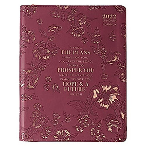 Christian Art Gifts 2022 - 18 Month Women's Personal Planner I Know the Plans Jeremiah 29:11, Aug 2021-Jan 2023, Plum Faux Leather, Zipper Closure, Large