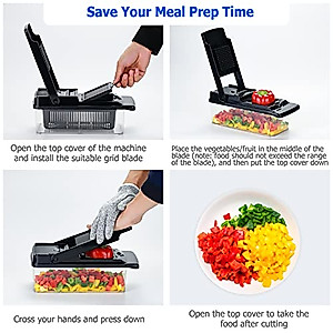 EOIBIS Vegetable Chopper, Pro Onion Chopper, 13-in-1 Mandoline Slicer professional food Chopper multifunctional Vegetable Chopper and Slicer, Dicing Machine, Kitchen Gadgets Sets with Container(Black)