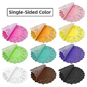 200 Pcs Round Lace Paper Doilies, 4.5" Round Decorative Paper Placemats, Assorted 10 Colors Disposable Paper Doilies for Cake Wedding Tableware Decoration, Tables Decorating Birthday Party Cakes