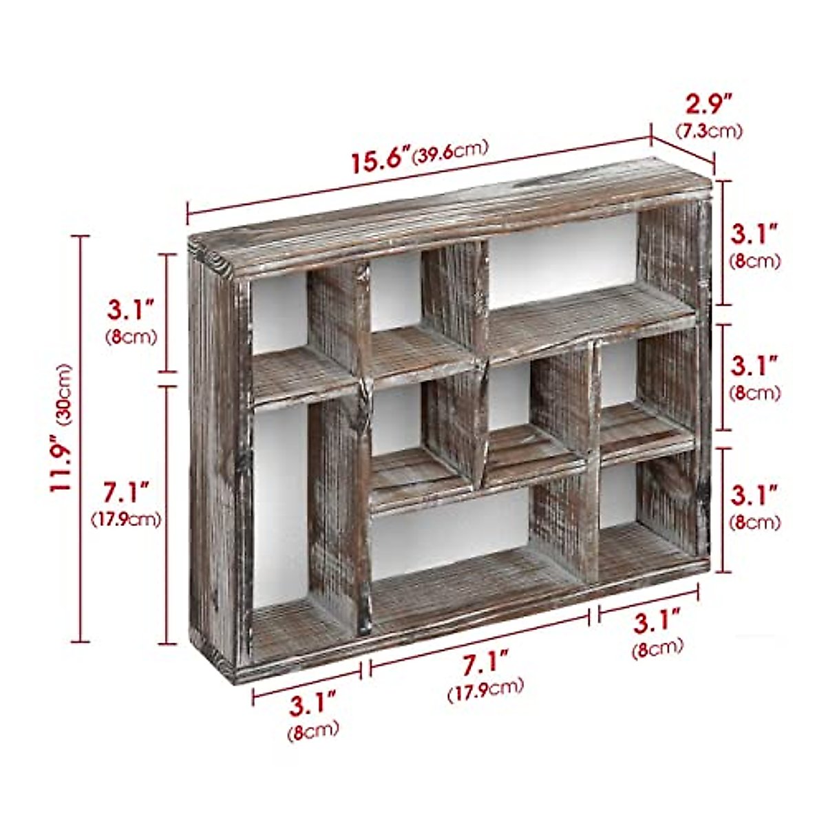 J JACKCUBE DESIGN Rustic Multi-Slot Shelf Cube Display 9 Compartment Shadow Box Wall mountable Shelf for Collection Square Freestanding Case Farmhouse Décor - MK570A (Rustic Wood)
