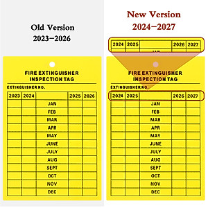 Chunful 101 Pieces Monthly Fire Extinguisher Inspection Tags 2024 Maintenance Tags and Plastic Tamper Seals Numbered Security Tags with Handheld Hole Puncher(Red, Yellow, 5 x 3.3 Inch)