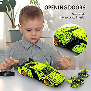STEM Car Toy Building Toy Gift for Age 6 7 8 9 10 11 12 Year Old Kid Boy, 2in1 Pull-Back Racing Car Building Block Take Apart Toy, 490 Pcs DIY Building Kit, Learning Engineering Construction Toys