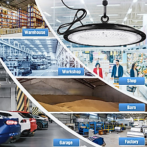 YANYCN 6 Pack 300W UFO Led High Bay Light Fixture,120VAC,5000K Daylight Commercial Shop Bay Lighting,45000LM,[1300W MH/HPS Equiv.] US Plug Area Lighting for Warehouse/Barn/Gym/Factory/Workshop/Garage
