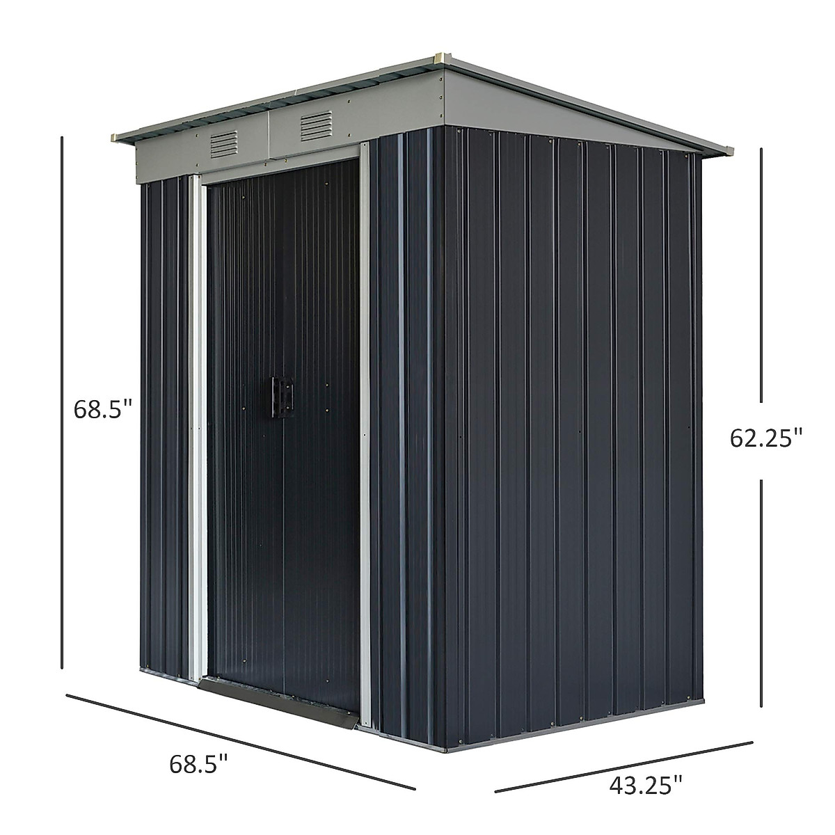 Outsunny 6' x 4' Backyard Garden Tool Storage Shed with Lockable Door, 2 Air Vents & Steel Construction, Black