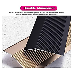 XHP 35-59 inch Aluminium Floor Threshold Transition Strip 4 inch Wide Modern Metal Tile Floor Edging Trim Cuttable Carpet Edge Strip Doorway Reducer Non-Slip Long Divider Strip Wood to Tile