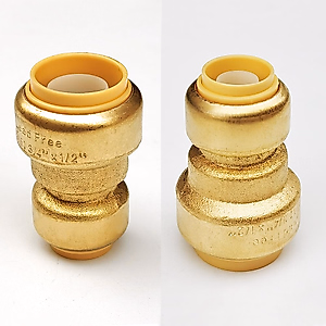 HQMPC 1/2"x3/4" Push Fit PEX Fittings Straight Coupling, Push-to-Connect Copper, CPVC, Brass, 6PCS