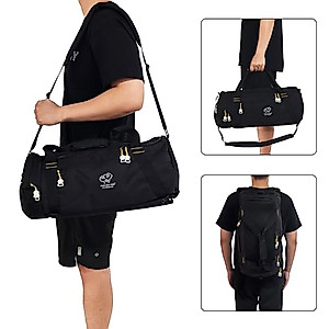 Gym Duffle Backpack for Men Women with Shoes Compartment,Travel Weekender Carry-On Bags with Detachable Back Pack Straps,Water Resistant Rucksack Daypack for Traveling Overnight Climb Sports,Yellow