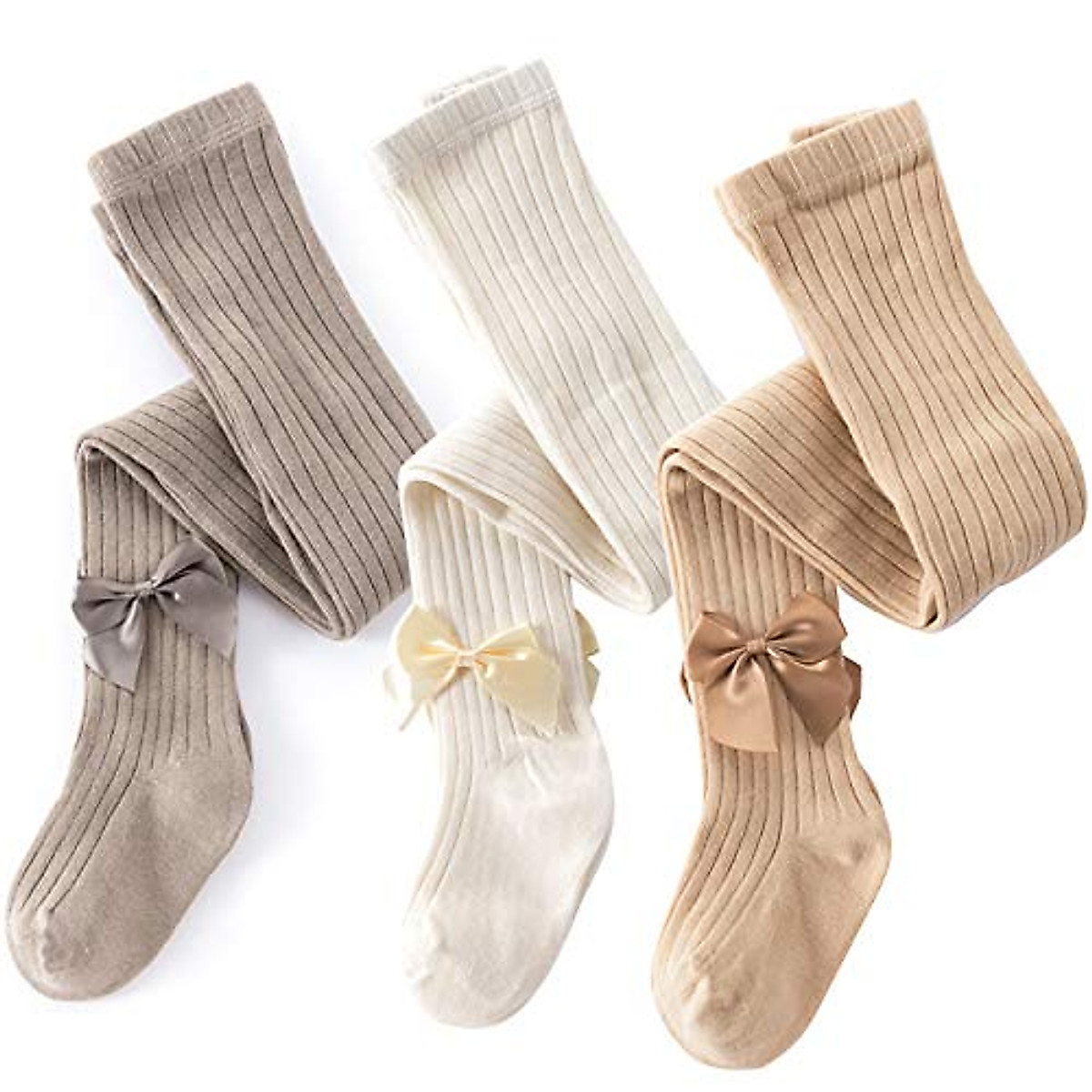 ACTLATI 2-8T Girls Tights Toddler Knit Cotton Leggings 3 Pairs of Baby Girl Stockings Girls Winter Pantyhose Pants