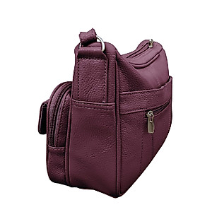 Roma Leathers Women's Wine Red Leather Crossbody Shoulder Bag